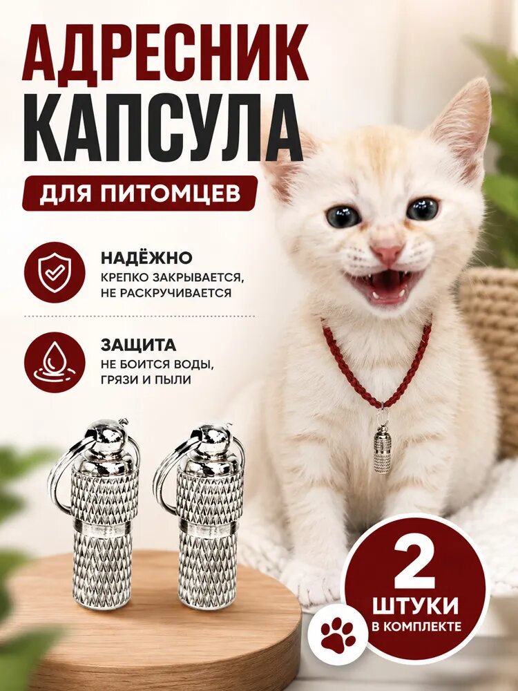 Адресник для кошек и собак, капсульный