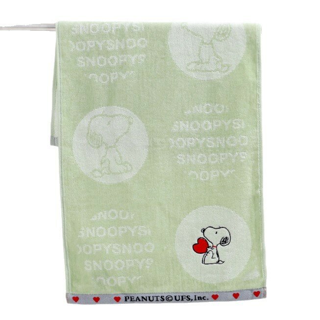 Полотенце для лица JinHao Snoopy из 100% хлопка с ворсом 70x34 см зеленое для ванной