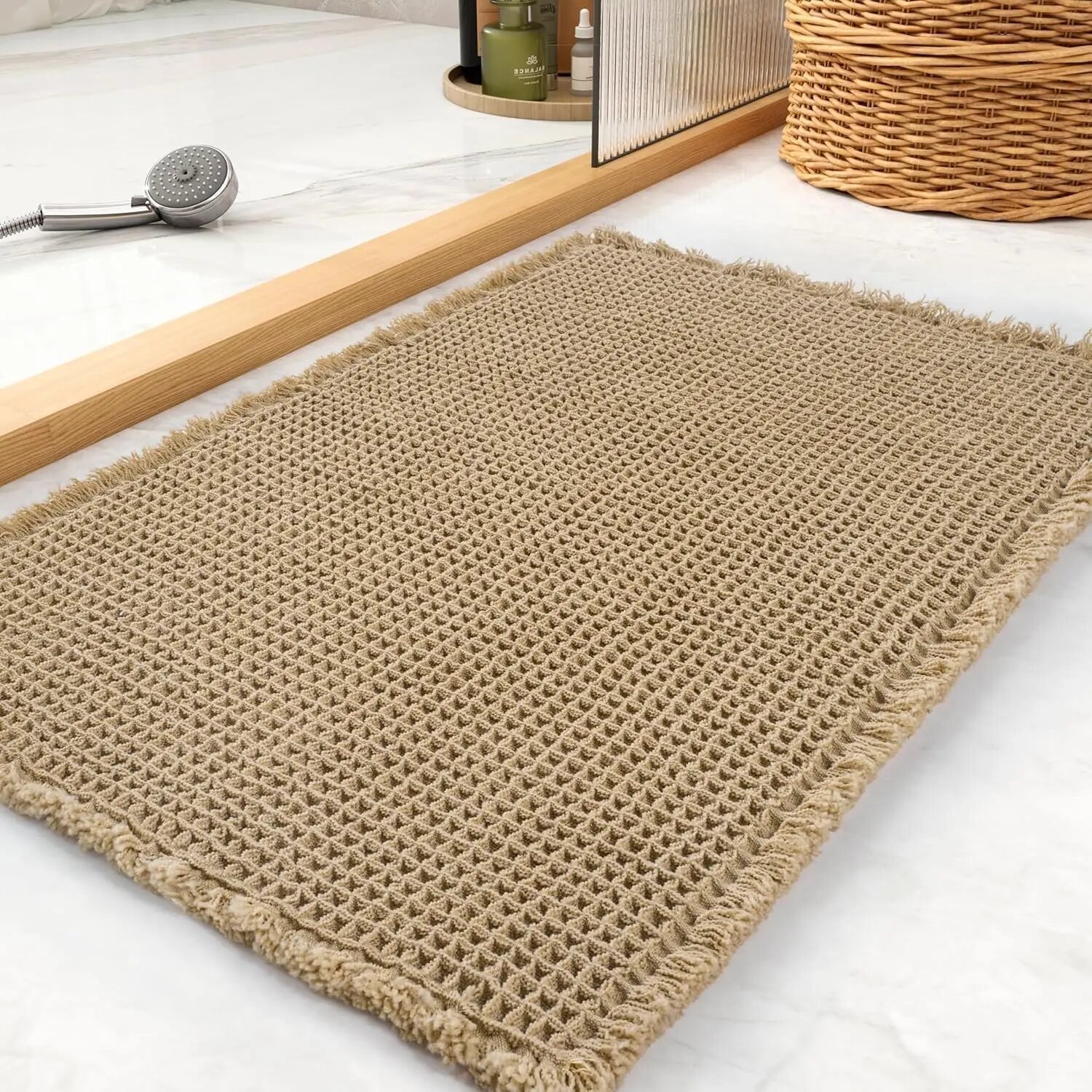 Вафельный коврик для ванной из микрофибры 40x60cm and 50x120cm, Бежевый, Khaki