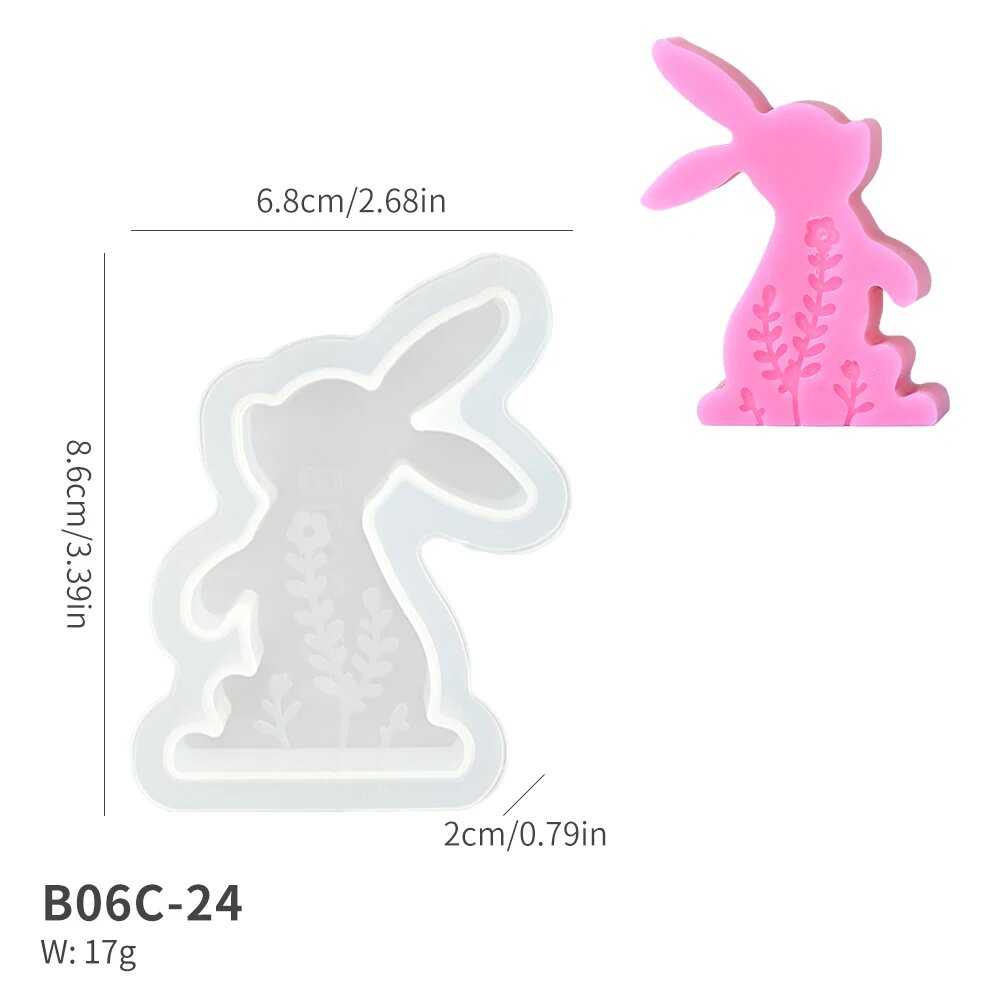 Силиконовые формы для свечей 3D кошка кролик цветы B06C-24 rabbit mold
