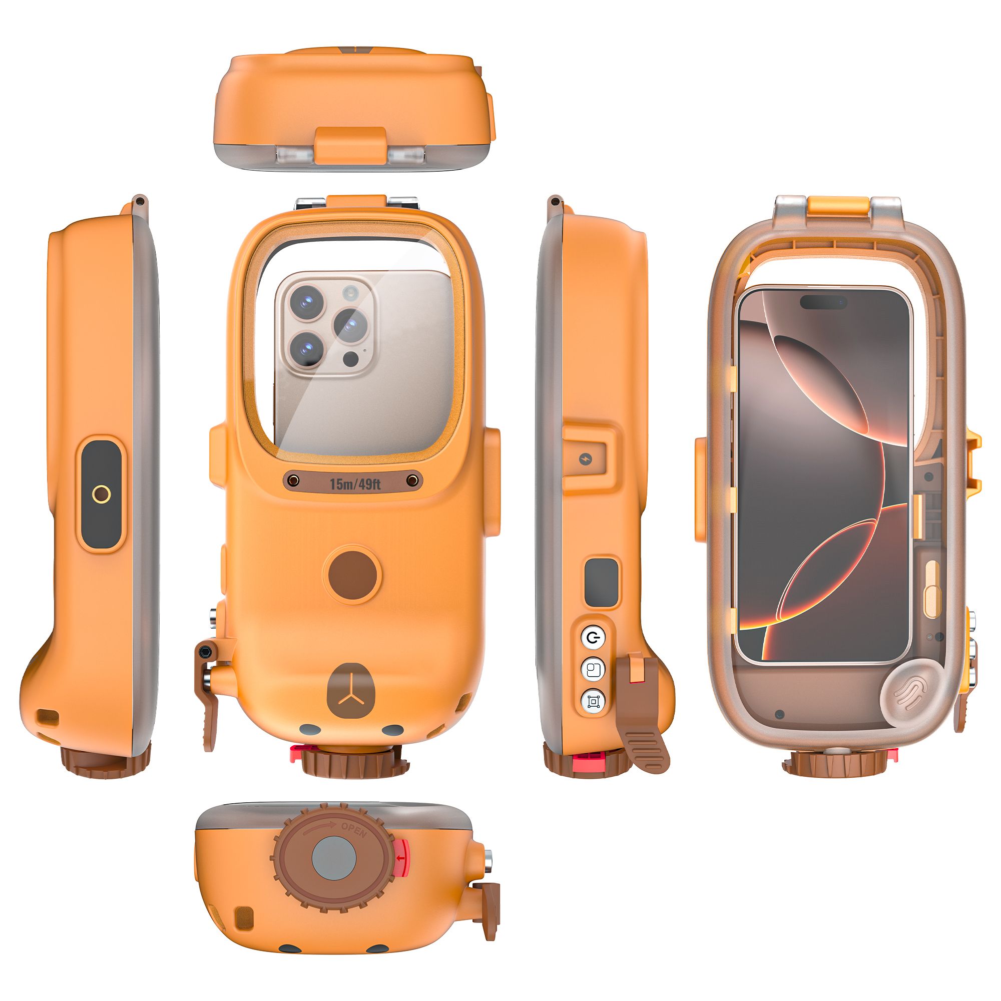 Кейс для подводной съемки Diving Case оранжевый