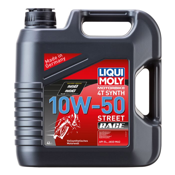 Синтетическое моторное масло Liqui Moly Motorbike 4T Synth Street Race 10W-50, 4л