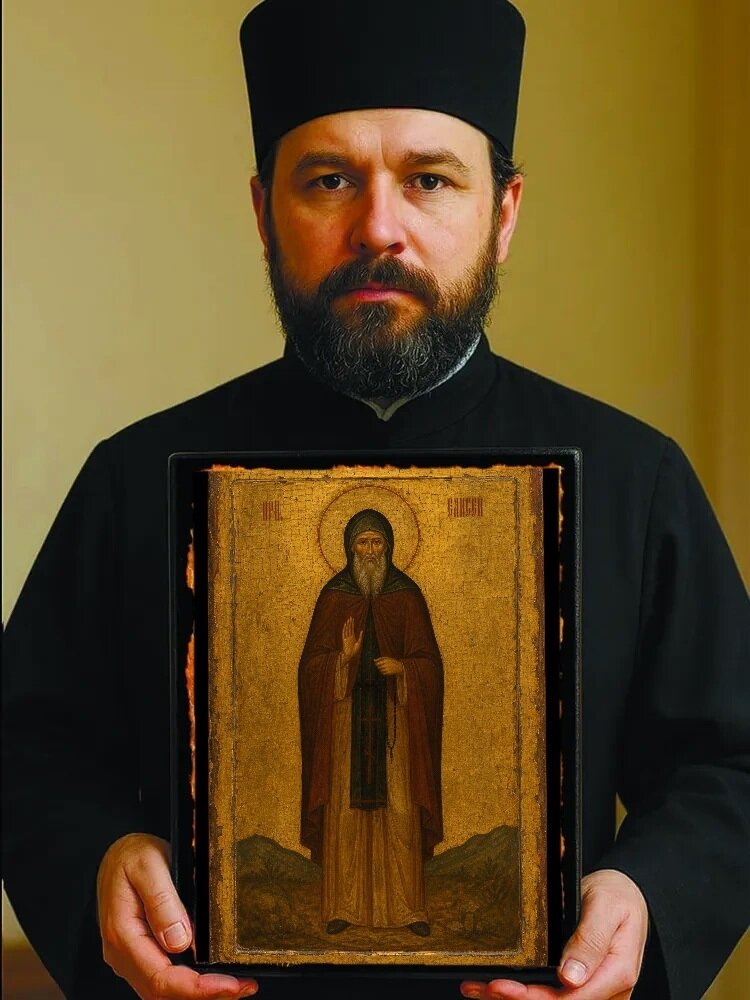 Икона Елисей Лавришевский, на дереве, 30×40 см, освящённая, ручная работа