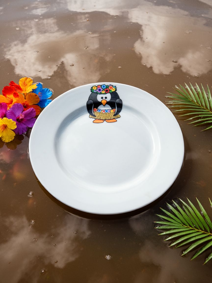 Тарелка обеденная Пингвинчики идиллия фарфор 20см Добрушский фарфоровый завод