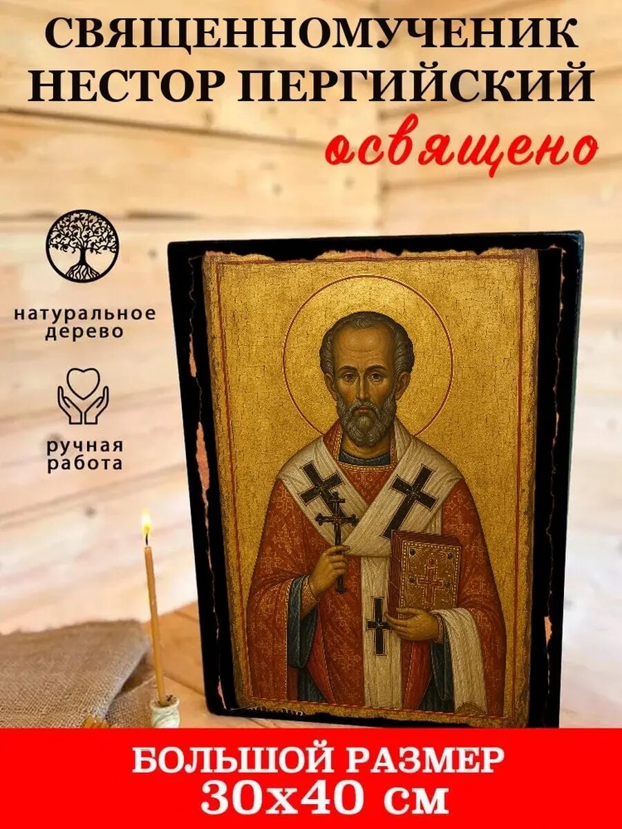 Икона Священномученик Нестор Пергийский, на дереве, 30×40 см
