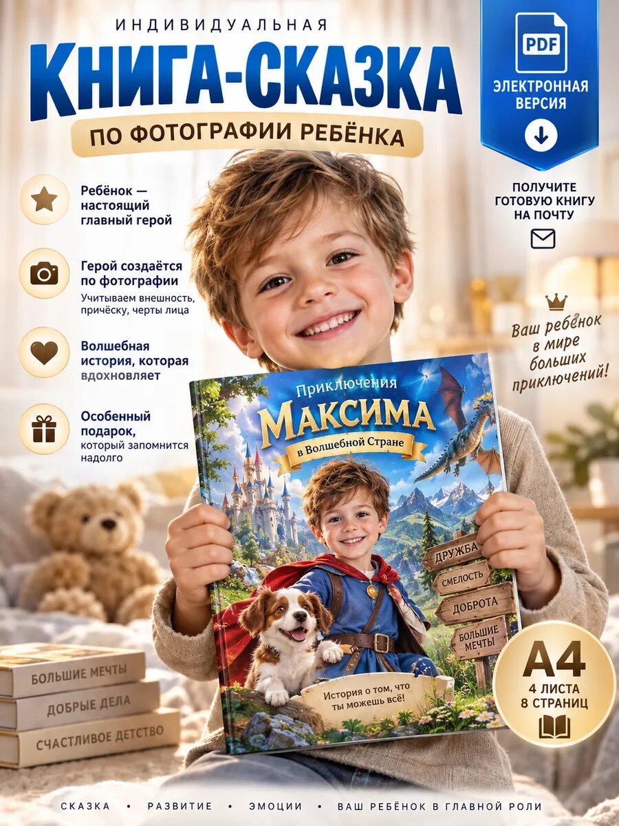Именная книга по фото ребёнка электронная версия. Персональная книга - сказка по фото ребенка.