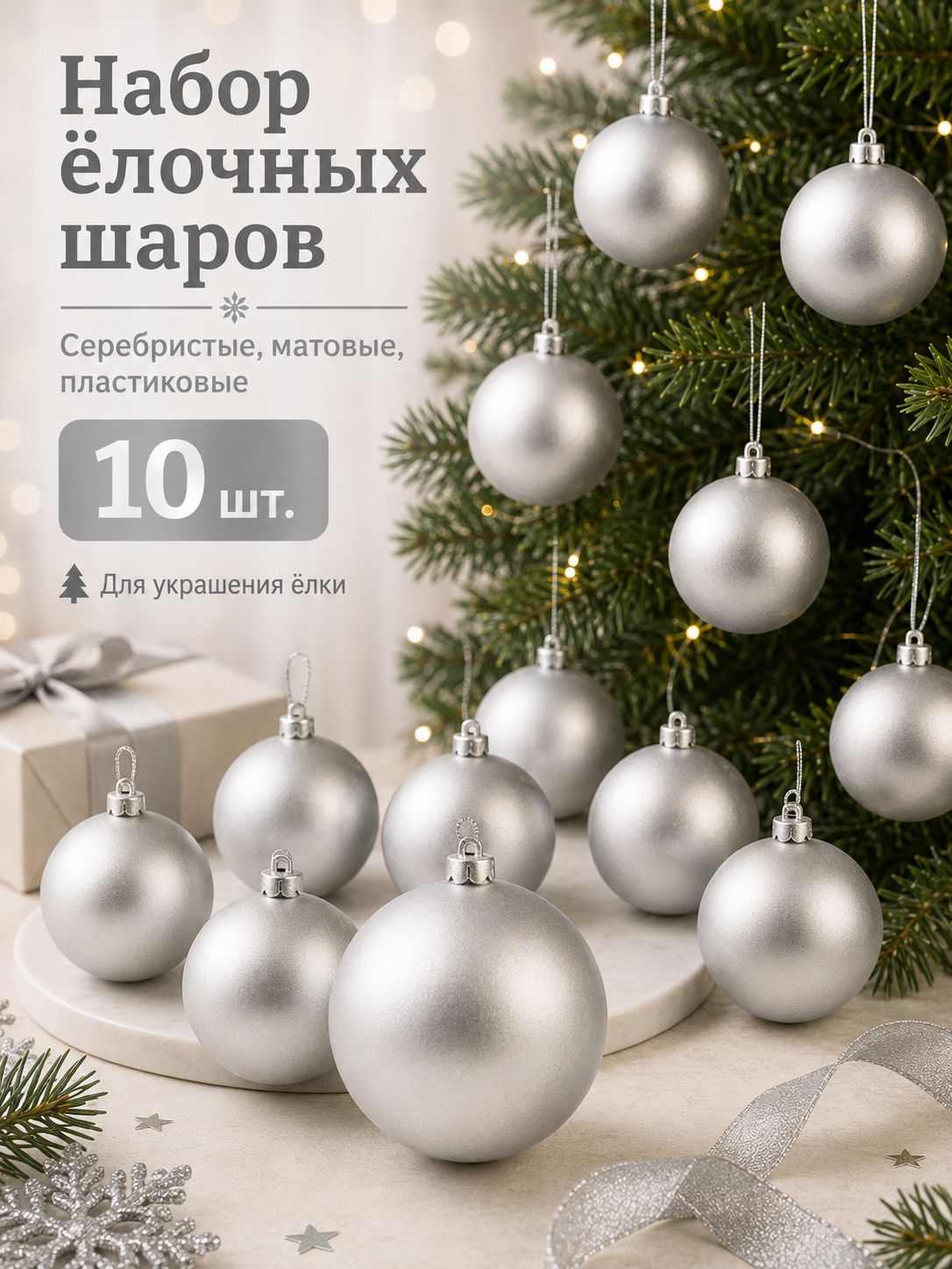8 см 10 шт Елочный шар синий