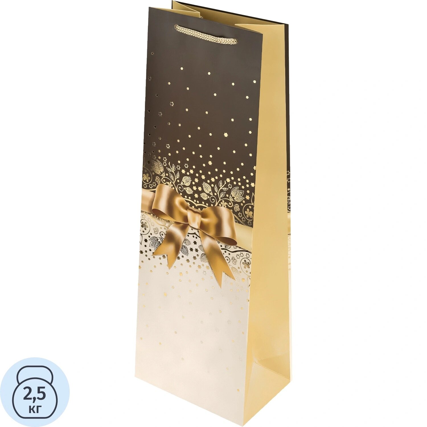 Miland Пакет подарочный под бутылку ламинированный с тиснением Miland Dream cards Бант (36x12x8.5 см)