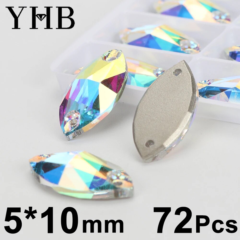 Стразы YHB Nevette 5X10mm Crystal AB 72шт