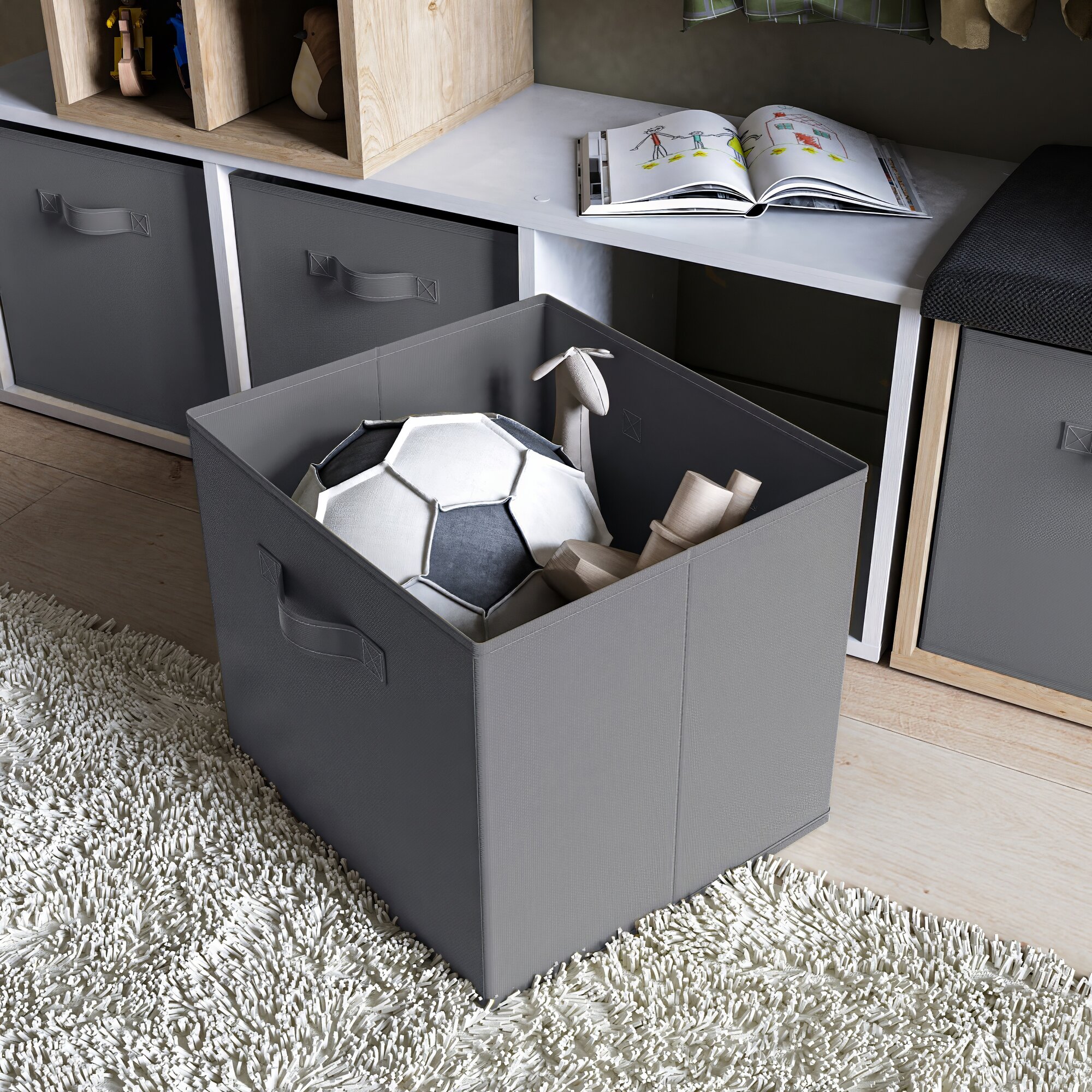Короб-органайзер 31x31x31 см полипропилен цвет графитовый