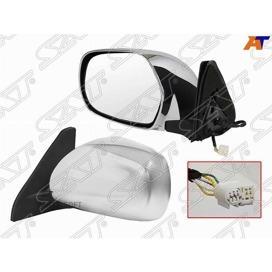 Зеркало Toyota Land Cruiser Prado (J120) 02-09 (Слева/ Регулировка/ Складывание/ 5 контактов/ хром R от официального дистрибьютора, SAT, артикул STTY91940A2