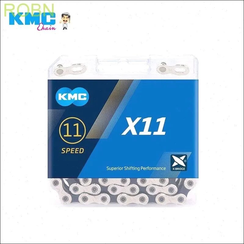 Цепь велосипедная KMC X11 11 скоростей 118 звеньев с замком для горного и шоссейного велосипеда, прочная и износостойкая