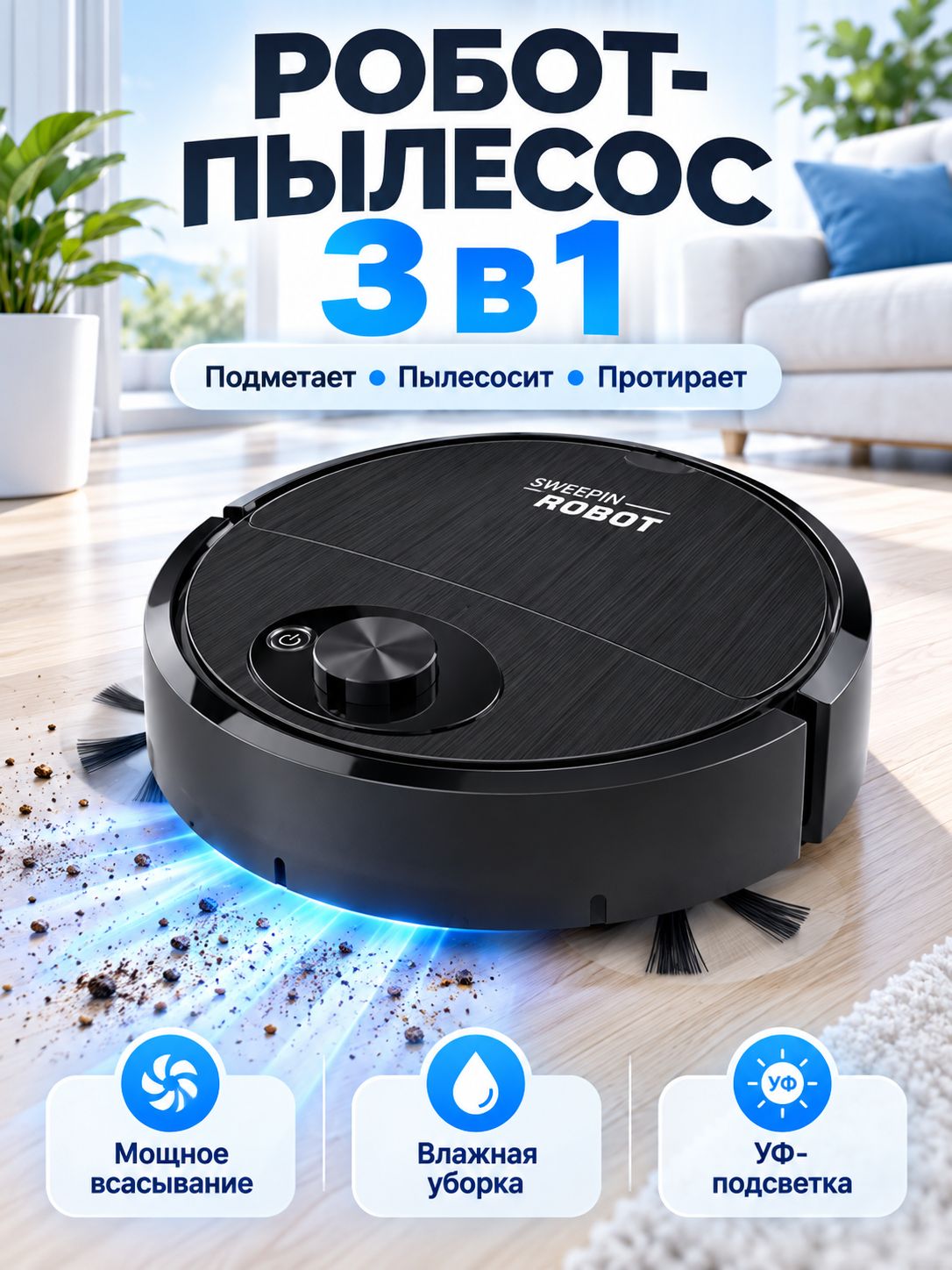 Робот-пылесос 扫地机器人_abbb99a8-aaa9-4abb-8aa9-8baa8b8bb88b, черный