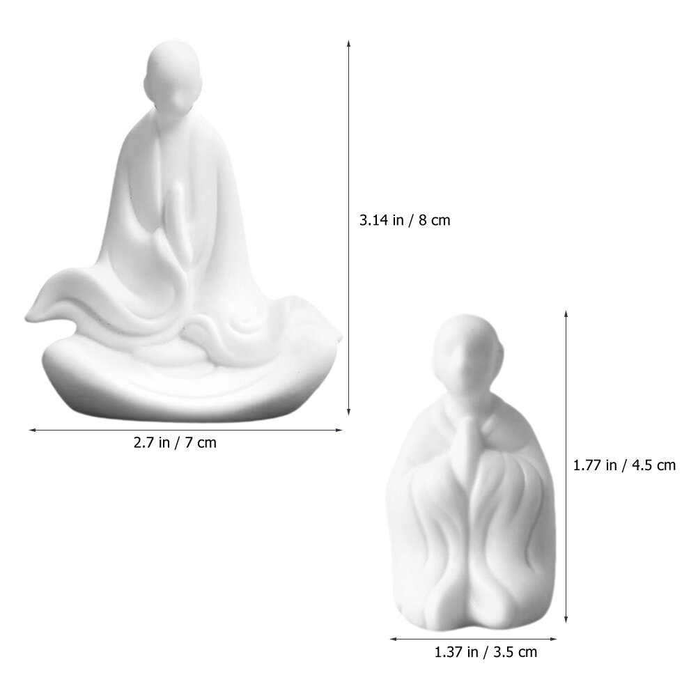 2 Статуэтки Монаха Из Фарфора Белого Цвета Размер 8.00X7.00X4.00Cm