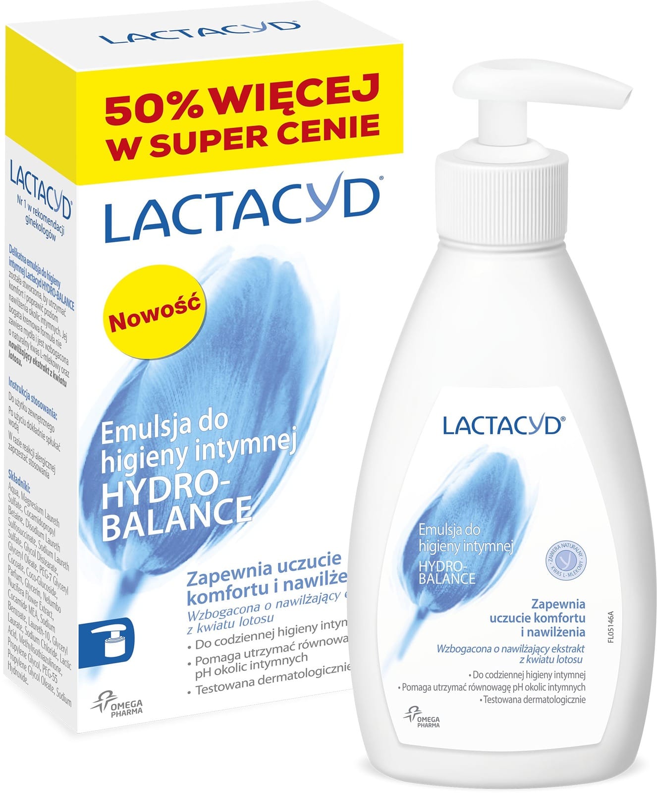 Средство для интимной гигиены Lactacyd Hydro-Balance увлажняющая эмульсия с дозатором, 300 мл