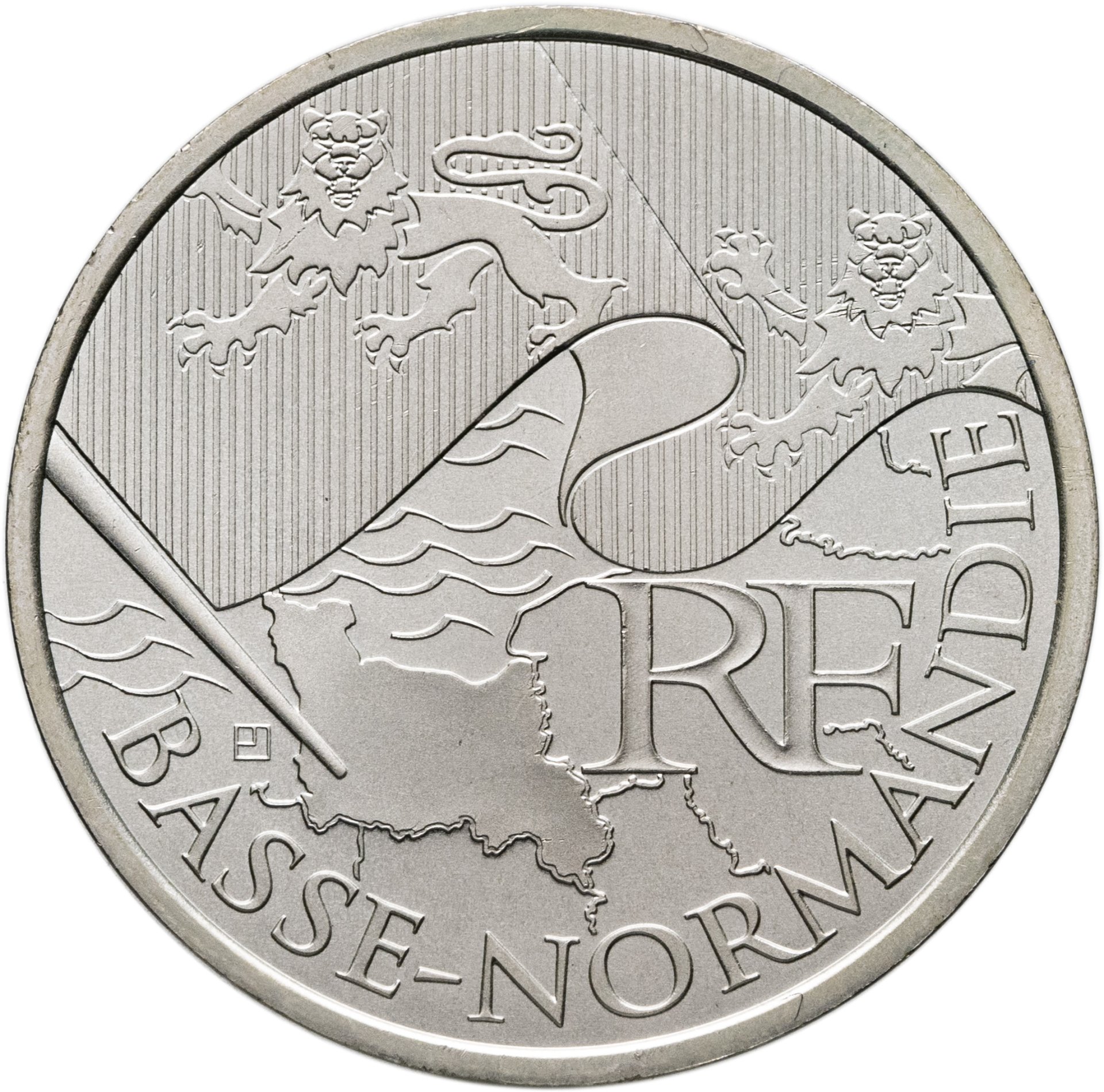 Франция 10 евро 2010 "Регионы Франции - Нижняя Нормандия", Серебро 500, в сохранности UNC