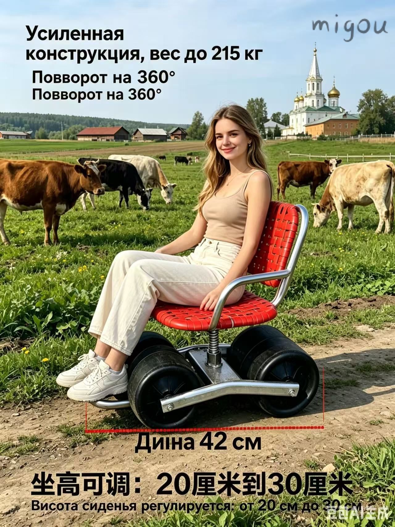 Садовый стул, Металл, 42х14х35 см, 1 шт