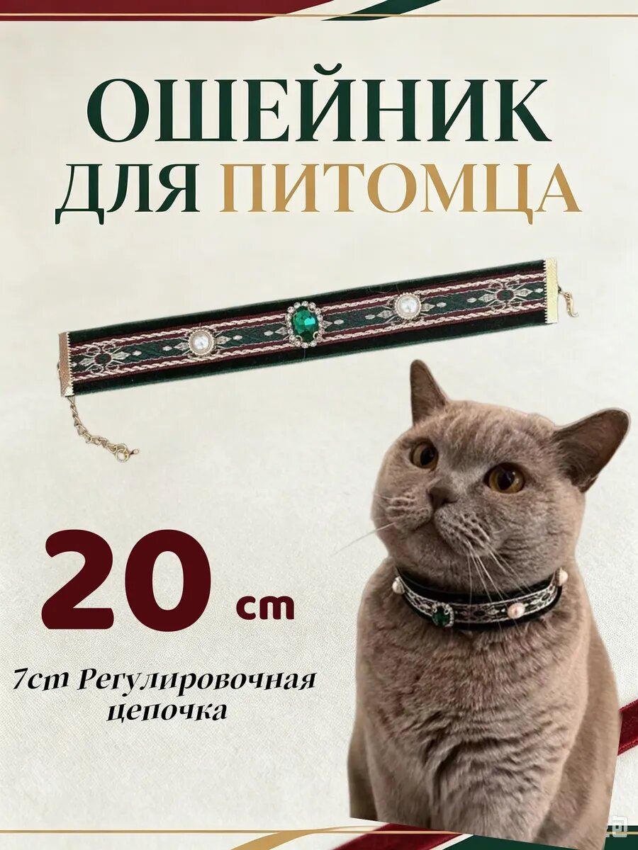 Ошейник для домашних животных с драгоценными камнями