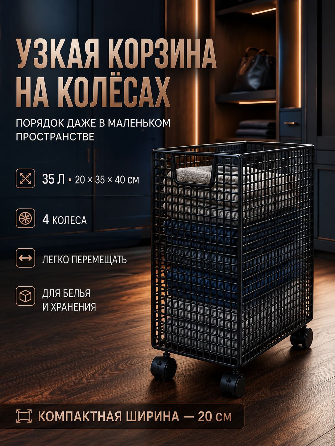 Корзина для белья 35.1 л 1 шт