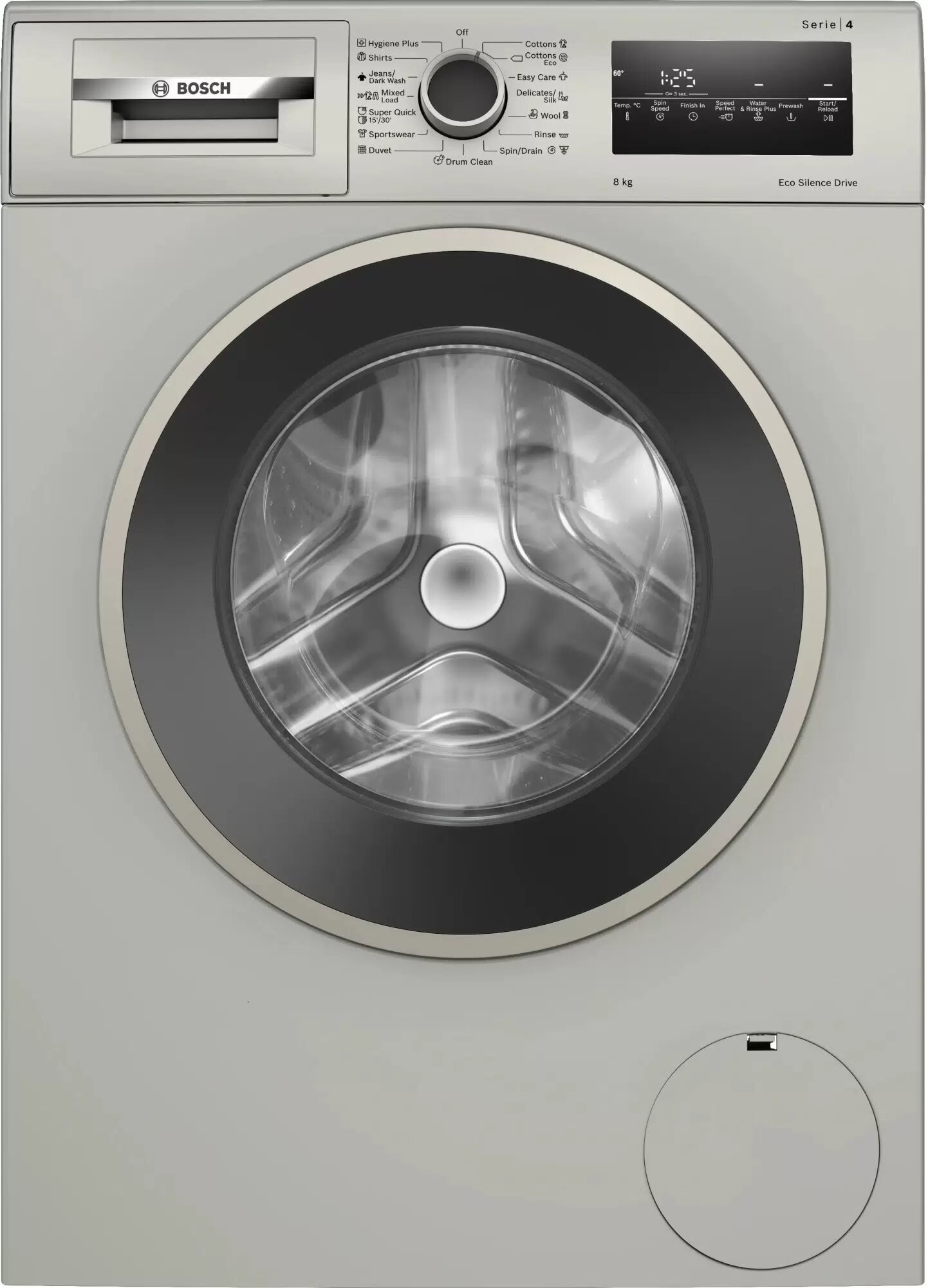 Стиральная машина Bosch WAN2821XME, загрузка 8 кг, 1400 об/мин, 14 программ, инверторная, AllergyPlus, серебристый