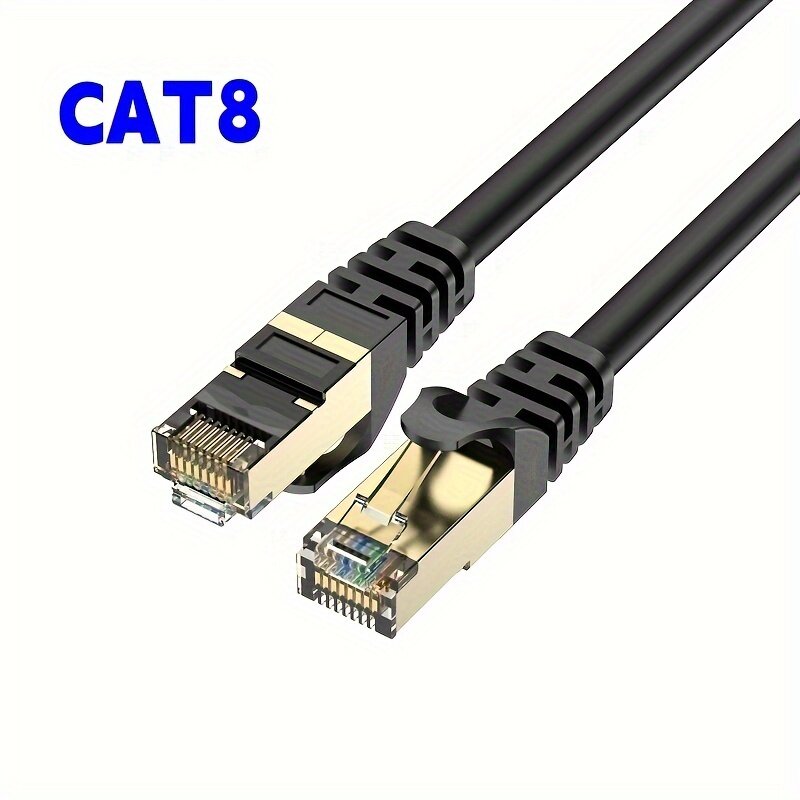 Сетевой кабель Ethernet категории 8 с разъемами RJ45 с золотым покрытием, черный, 5 м