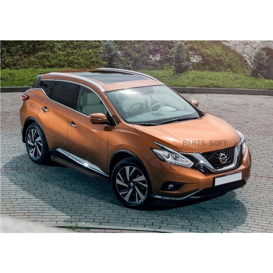 Пороги алюм. Black Nissan Murano III 2016-, 180 см от официального дистрибьютора, RIVAL, артикул F180ALB41083