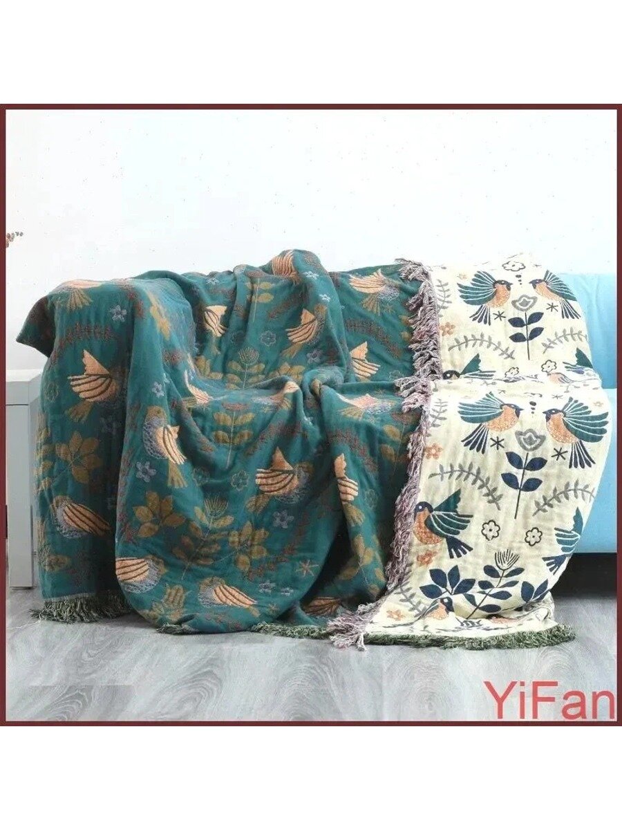 Простыня стандартная из муслина 200x230 см, хлопок, орнамент с вышивкой