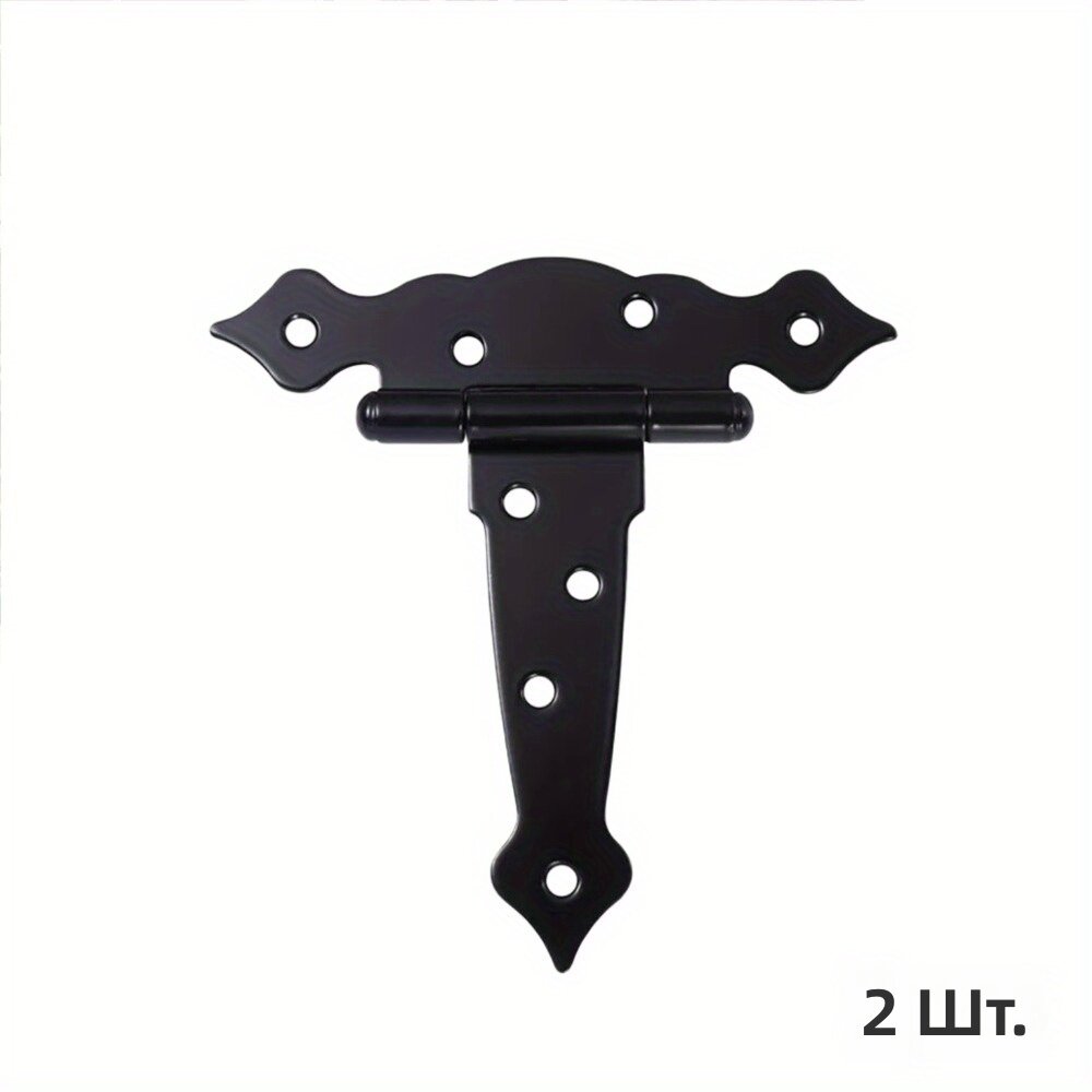 Петли дверные металлические декоративные черные, 2 шт.