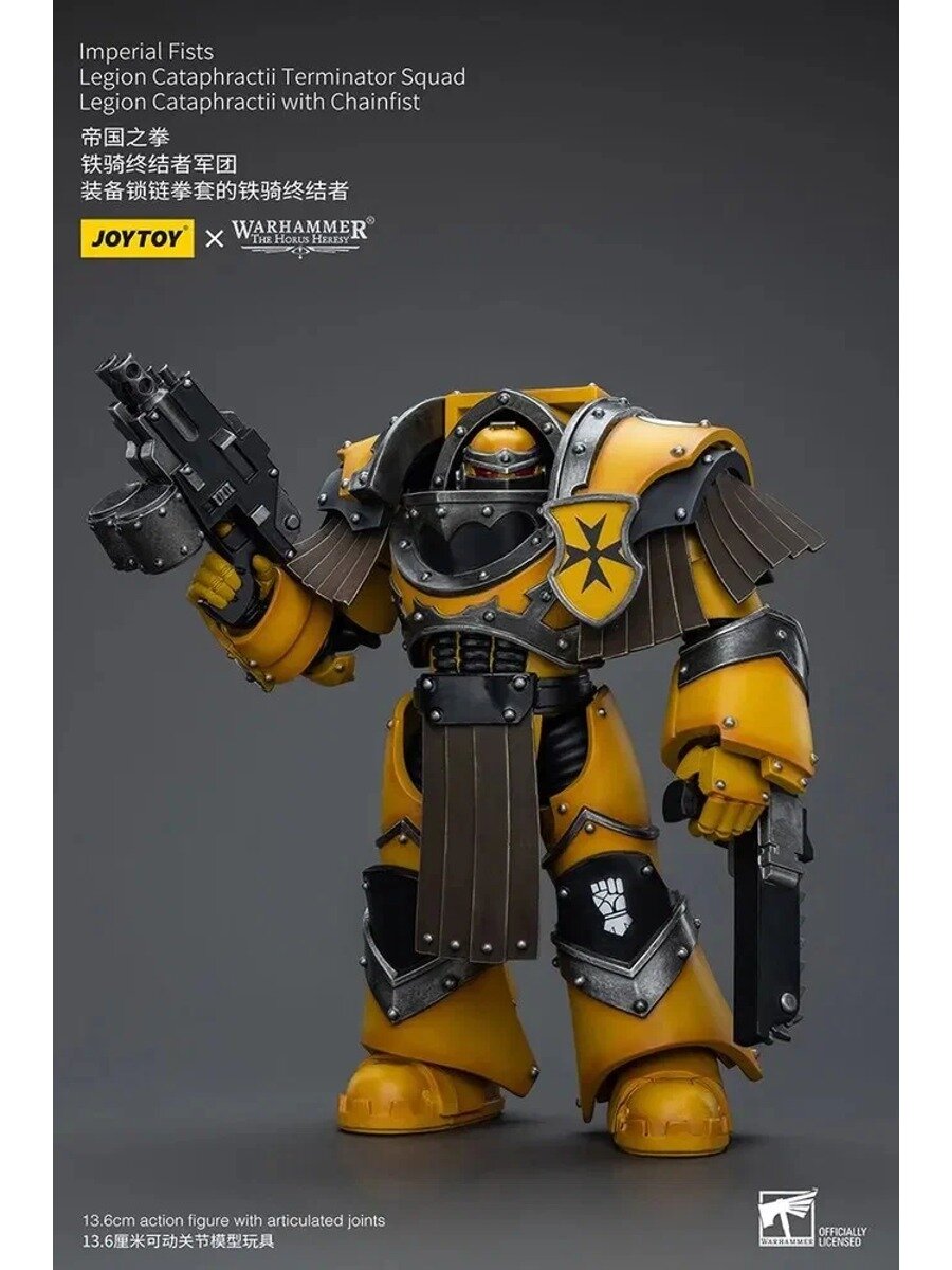 Фигурка JOYTOY Warhammer The Horus Heresy Imperial Fists Legion Cataphractii Terminator Squad with Chainfist