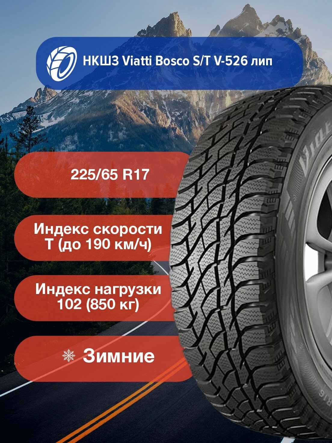 Легковые Зимние Шины Viatti Bosco S/T (V-526) 225/65 R17 102T TL-3150092 для легковых автомобилей и кроссоверов