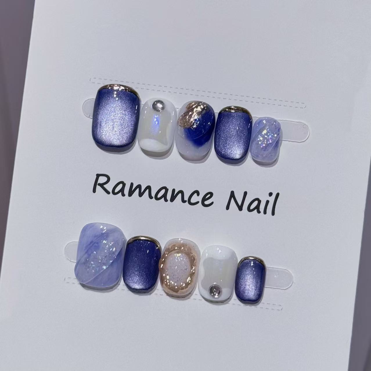 Ногти накладные Кошачий Глаз Короткие Квадратные Звездные Светлые Съемные Маникюр Размер S
