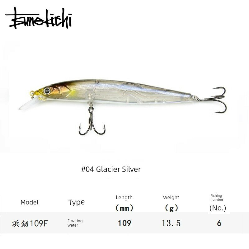 Hama Minnow 109S твёрдая приманка для ловли окуня, 10,9 см 13,5 г, плавающая, ледяной серебристый
