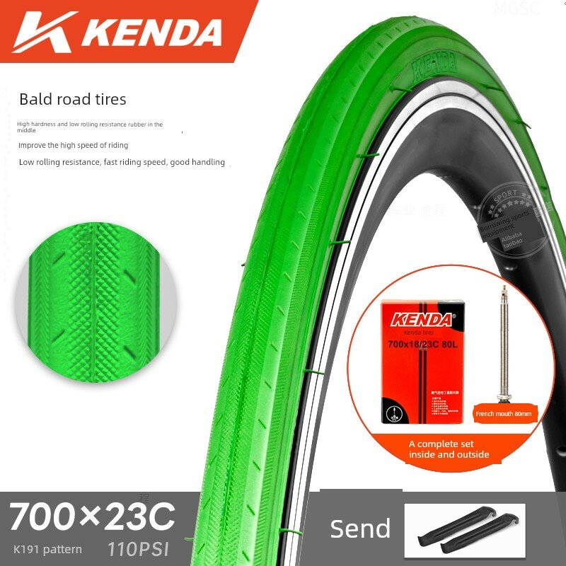 Колесная шина KENDA 700x23C для велосипеда, зеленая — внешняя шина с внутренней камерой FR80, 23-622