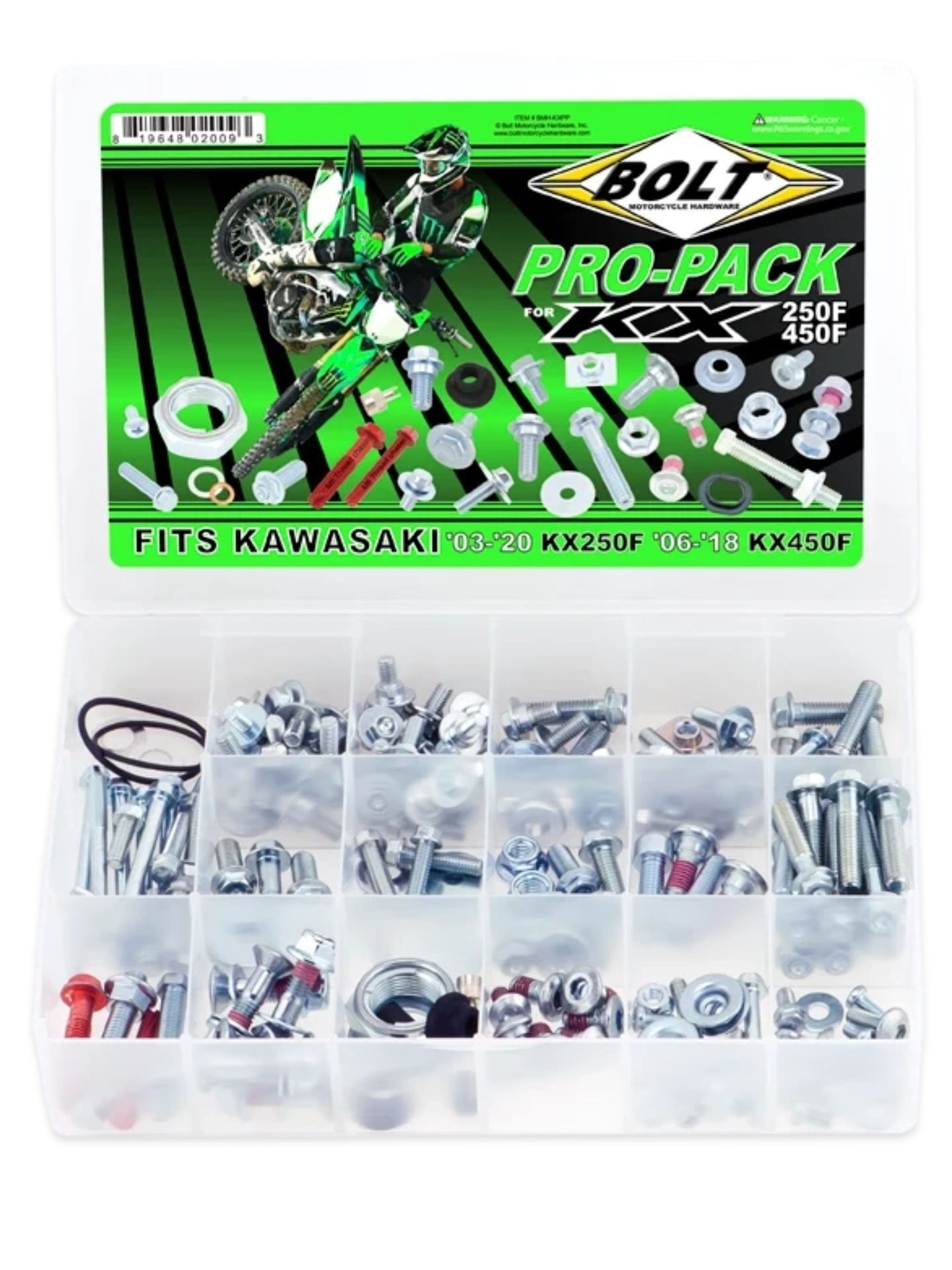 Набор болтов и гаек крепления пластика KAWASAKI KX/KX-F 125/250 2004-2023 г, KLX 450-R 2007-2023 г.