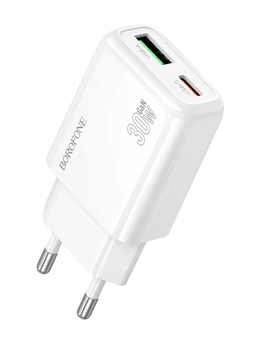 Сетевое зарядное устройство Borofone BAS93A GaN, (QC3.0+PD30W) цвет белый