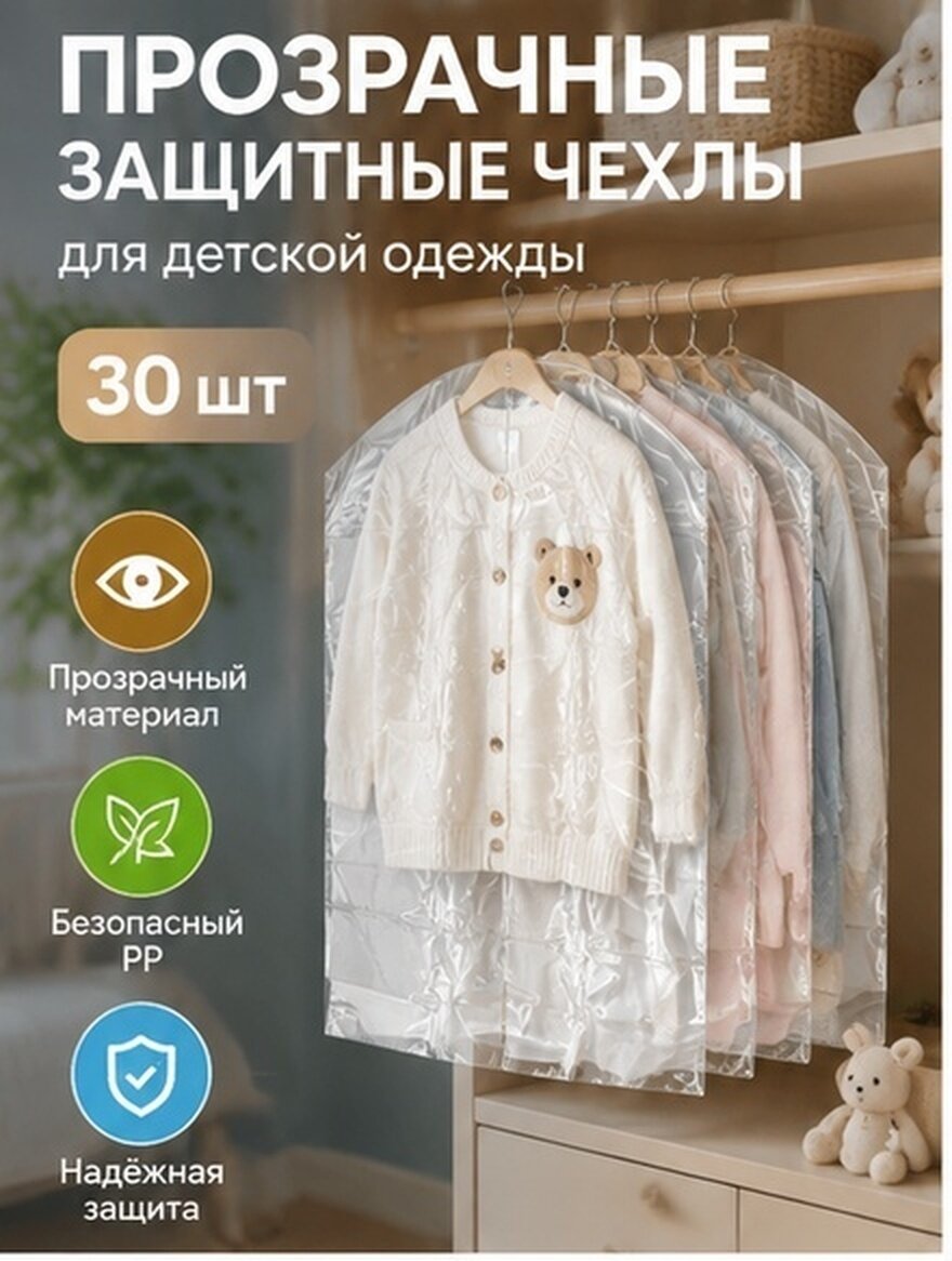 30 Штук Пакеты Для Одежды Из Премиального Материала PP Подходят Для Хранения И Защиты Одеяг Дома 70.00X45.00X0.10Cm