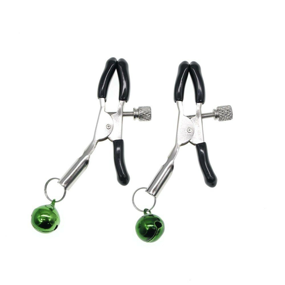 Одиночные nipple clamp с одним колокольчиком BDSM игрушки для пары черный и зеленый цвет