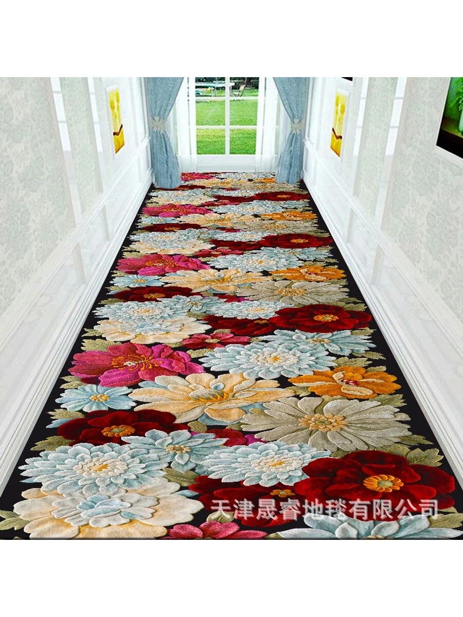 Ковер дорожка орхидеи на досках 60x300 см, искусственный войлок, 3D-эффект, прямоугольная