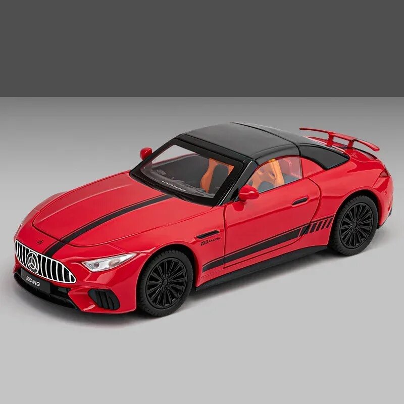 Модель спортивного автомобиля SL63 WELLY 1:24 металлическая со звуком и светом Красный, Red-boxed