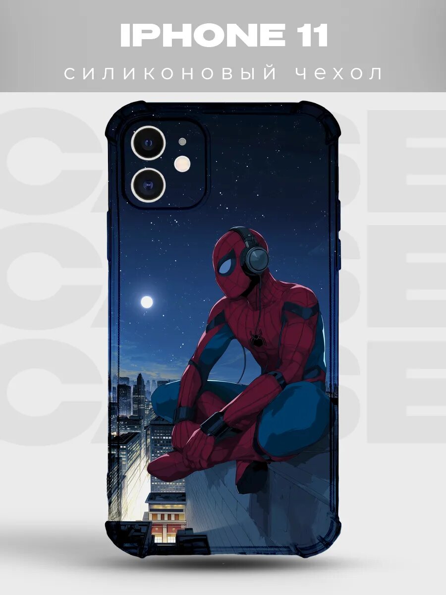 Чехол на iPhone 11 Человек-паук марвел spiderman комикс
