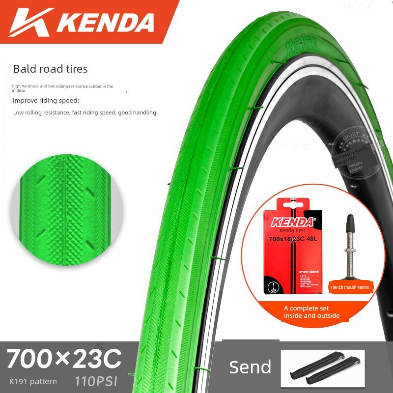Колесная шина KENDA 700x23C для велосипеда, зеленая — внешняя шина с внутренней камерой FR48, 23-622