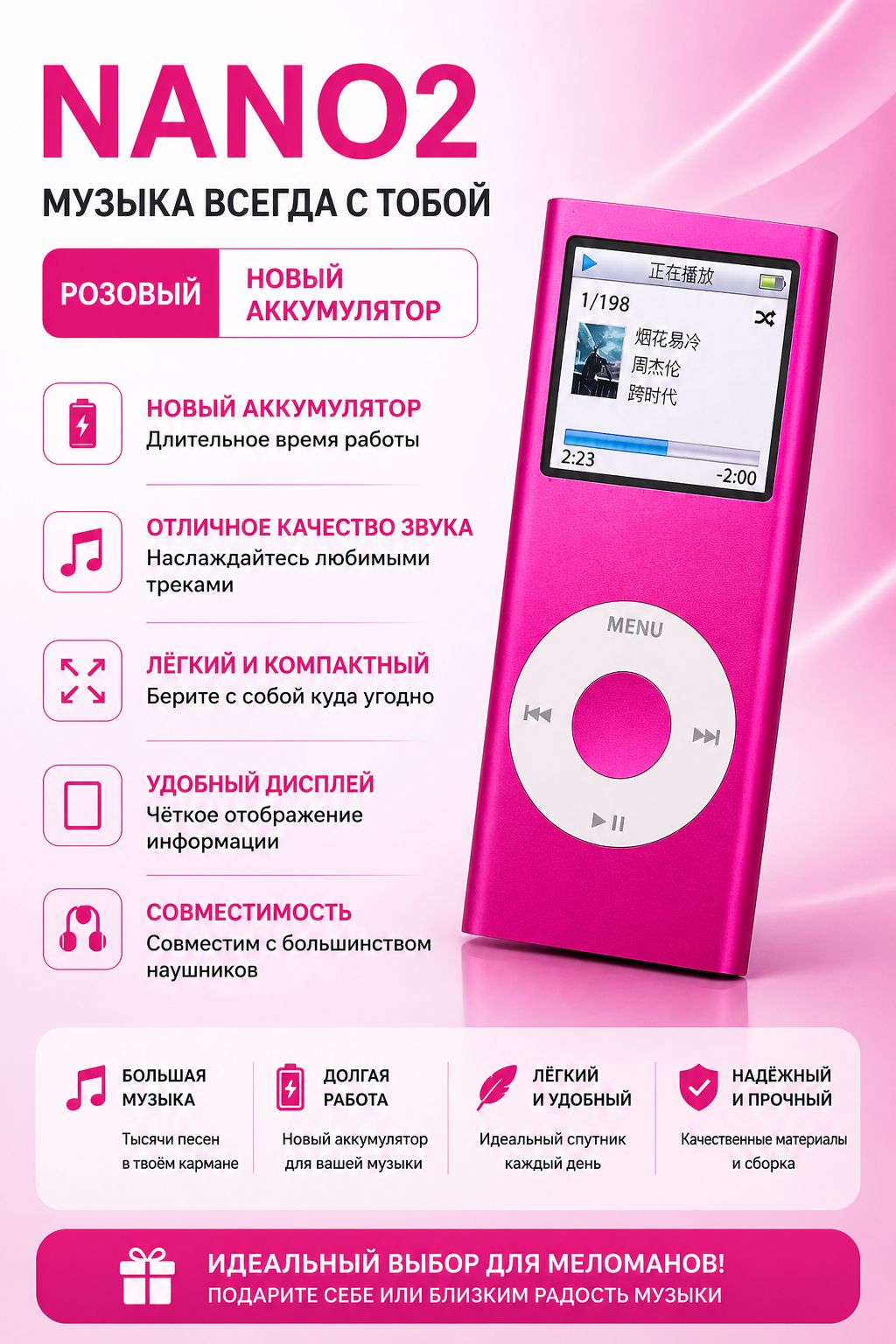 Apple MP3-плеер 4 ГБ, пурпурный