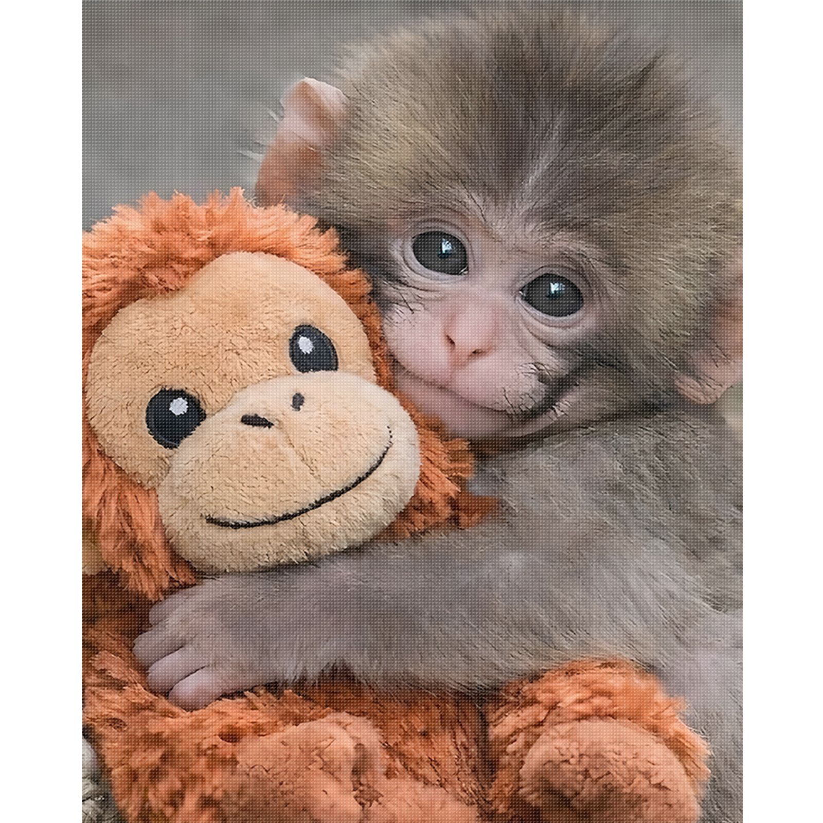 Крестиковый набор Punch Monkey Обезьяна на хлопковой канве 11CT, 40 40 см