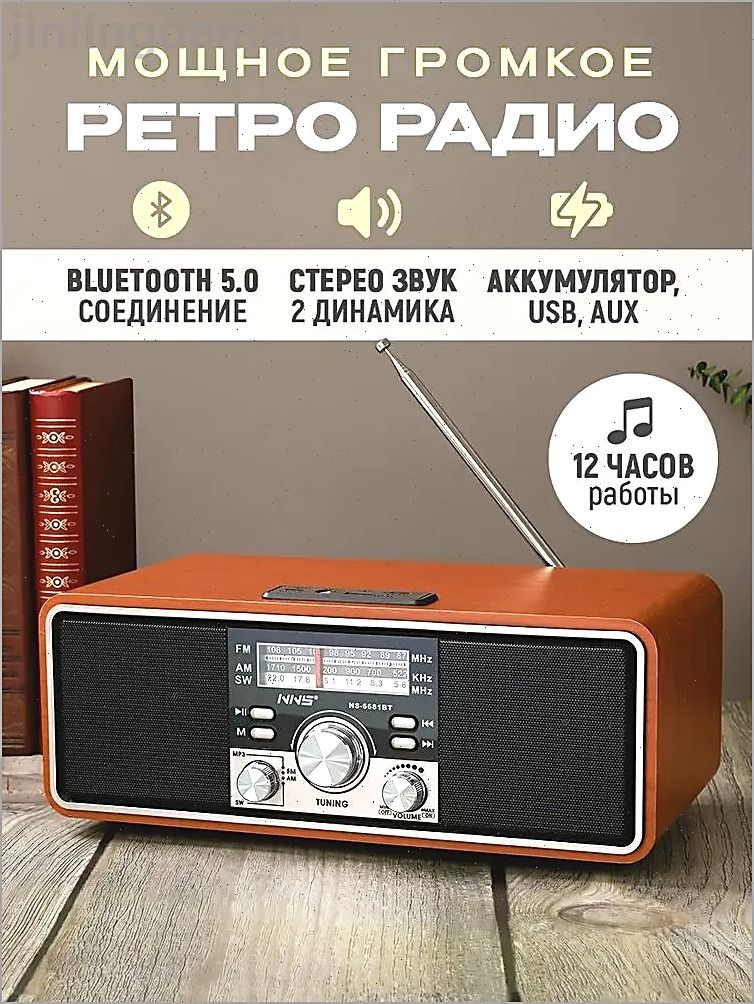 Магнитола радиоприемник NNS6681, 20 Вт, коричневый