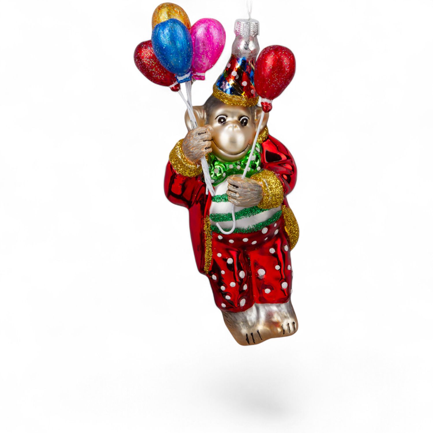 Украшение ERICHKRAUSE DECOR* Обезьяна с воздушными шарами 16см, стекло 66270