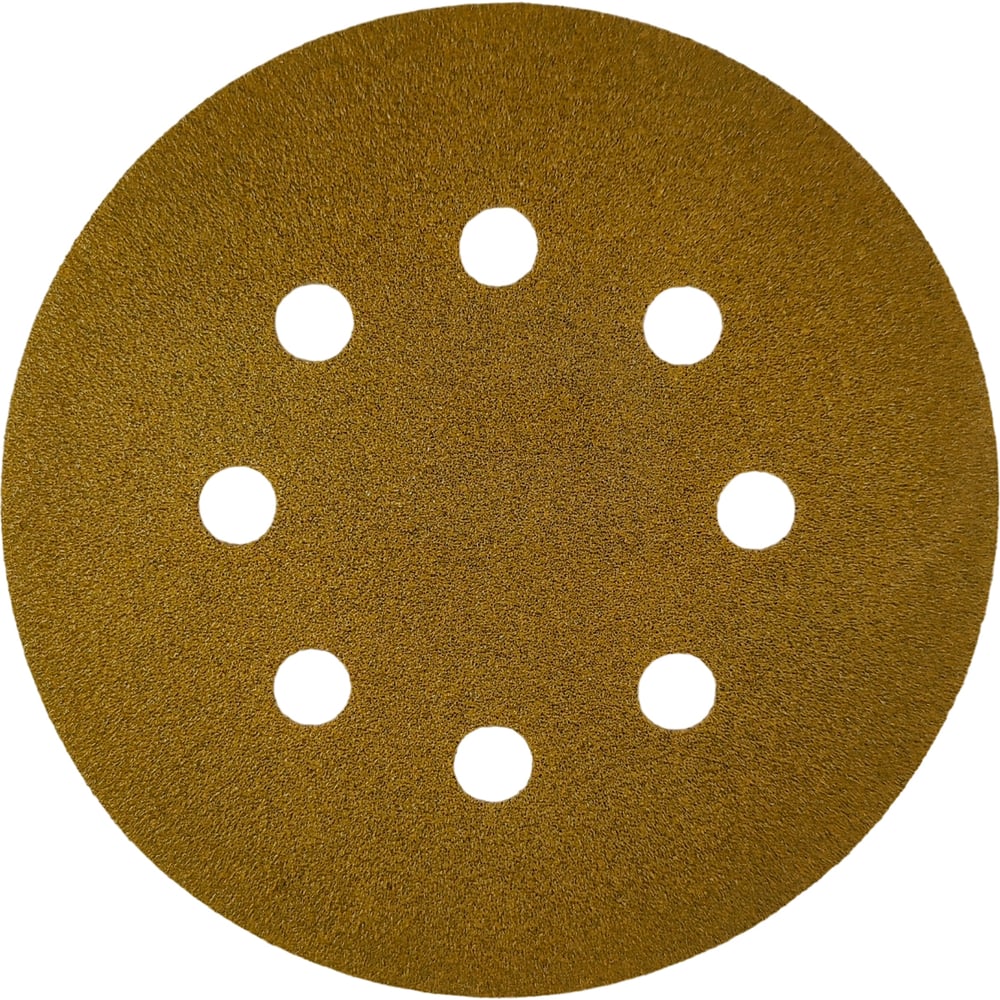 Диск абразивный с липучкой Sandpaper (yellow) 125 мм, 8 отверстий, P60, 10 шт BRUSHTEX 125Y8-60