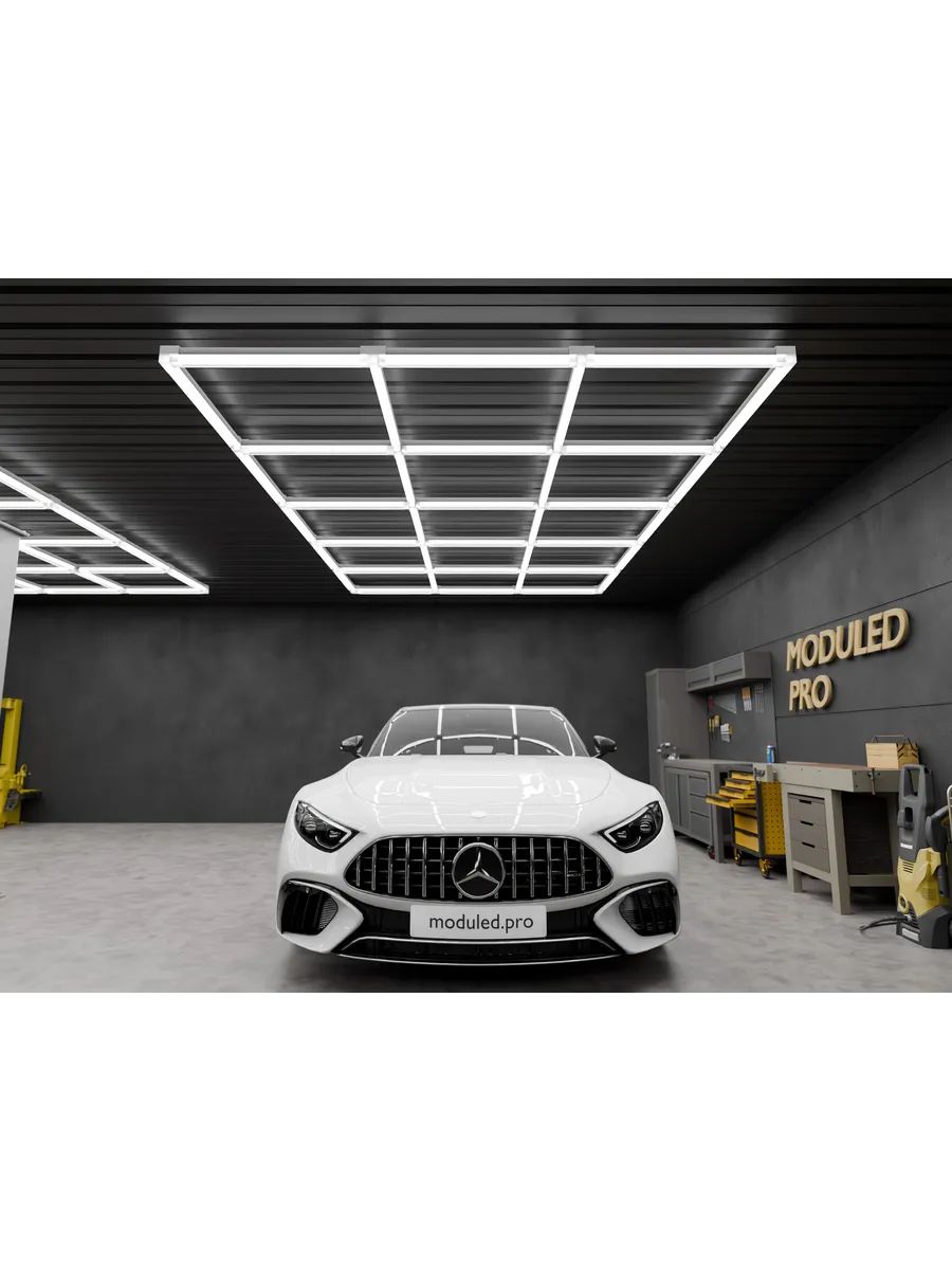 Светодиодное освещение для гаража/автосервиса LED Workshop, панель соты 6500К/684W размер 6025x3625mm