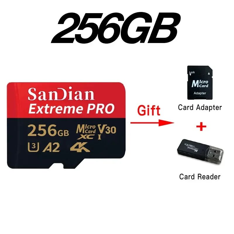 SanDisk Extreme PRO 256GB MicroSD V30 Card Reader + Adapter