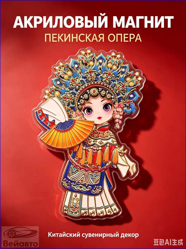 Магнит на холодильник с изображением персонажа из пекинской оперы