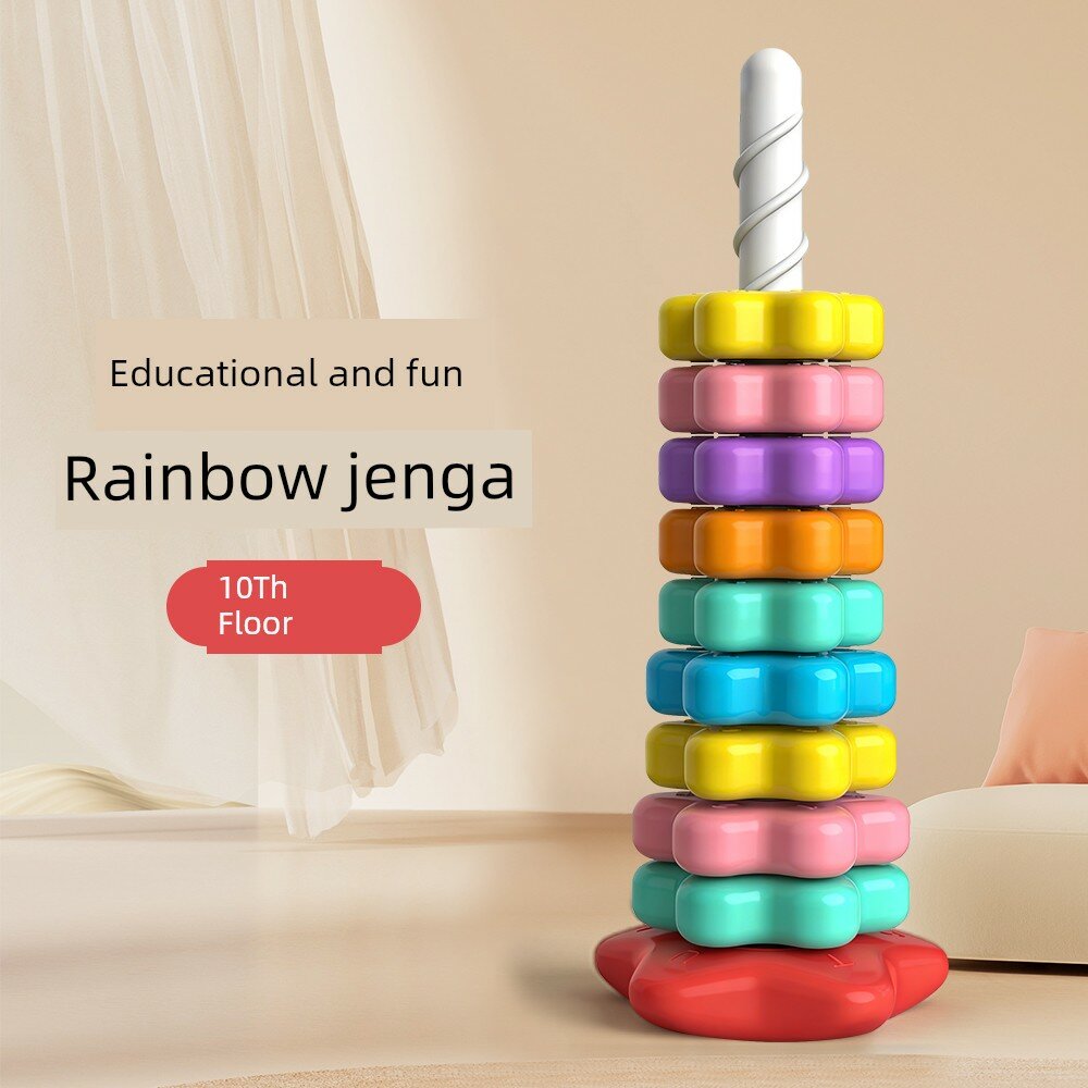 Цветная вращающаяся башня для стекания игрушек для младенцев 1-3 лет, 10-ярусная деревянная обучающая игрушка